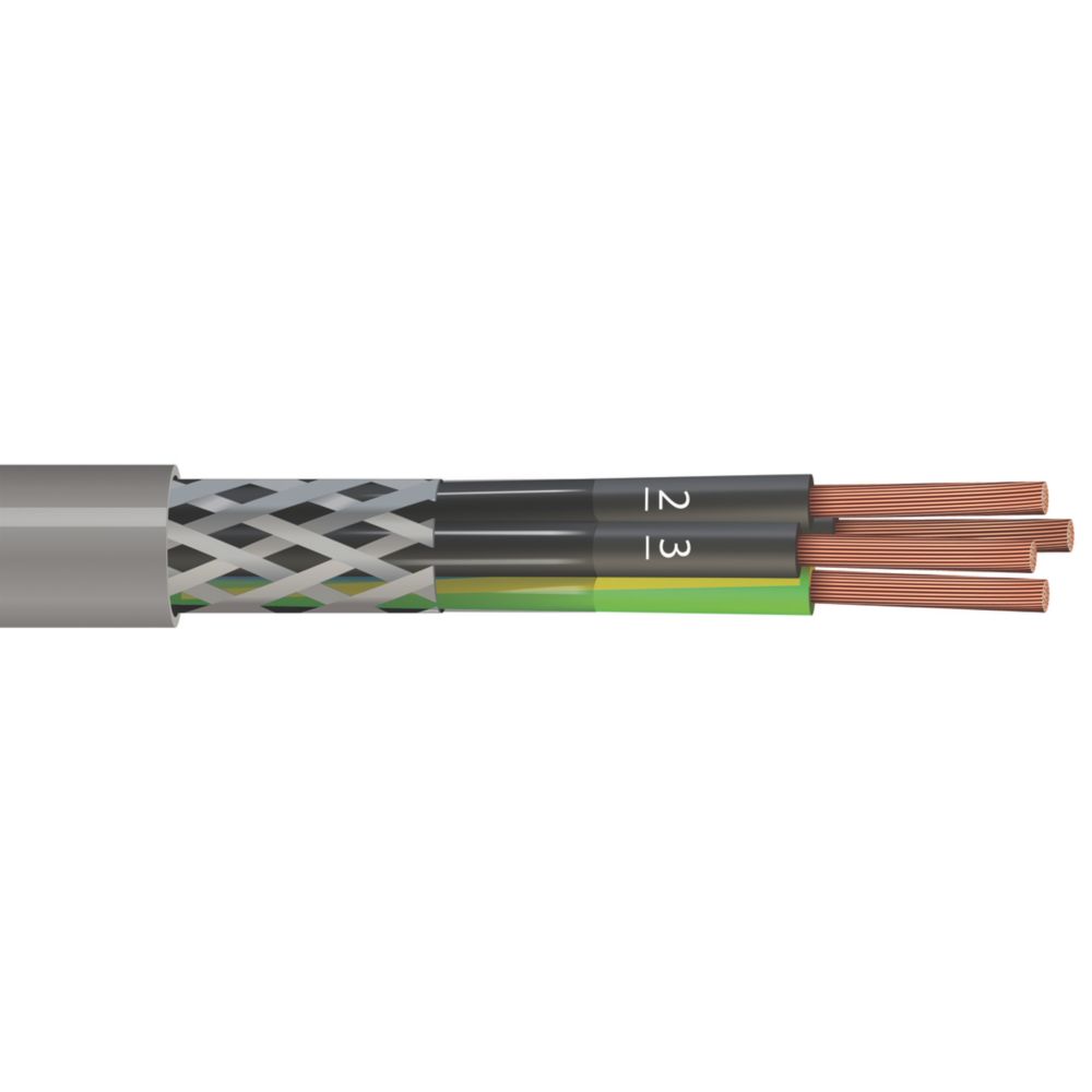 Time 4-Core CY Grey 0.75mm² Screened Control Cable 1m Coil - Screwfix