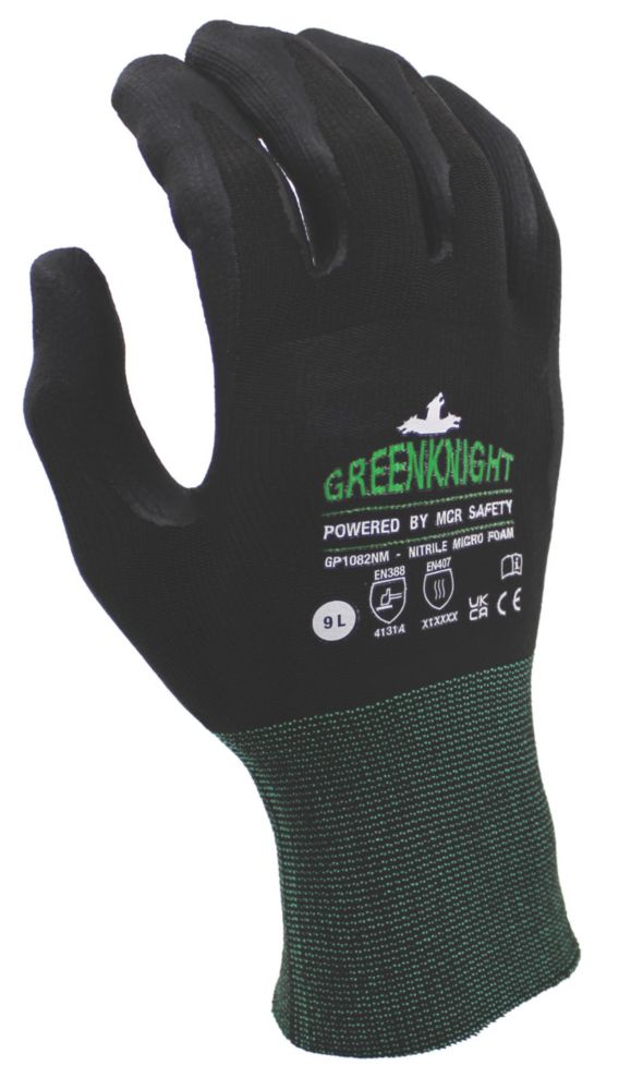 MCR Safety Greenknight General Handling Gloves Black Medium 1 Pair ...