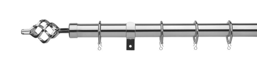 Universal Metal Extendable Curtain Pole Polished Chrome 25 / 28mm x 1.2 ...