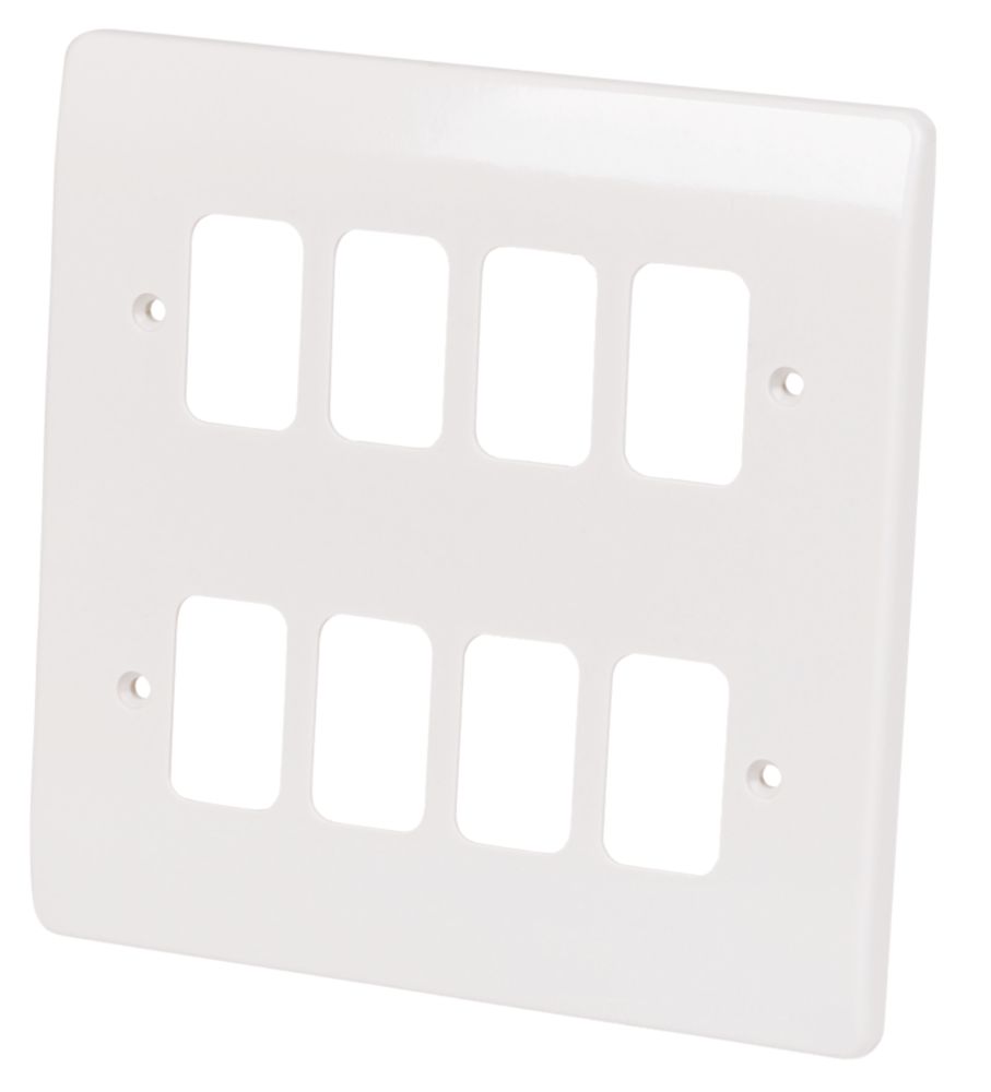 MK Grid Plus 8-Module Grid Faceplate White - Screwfix