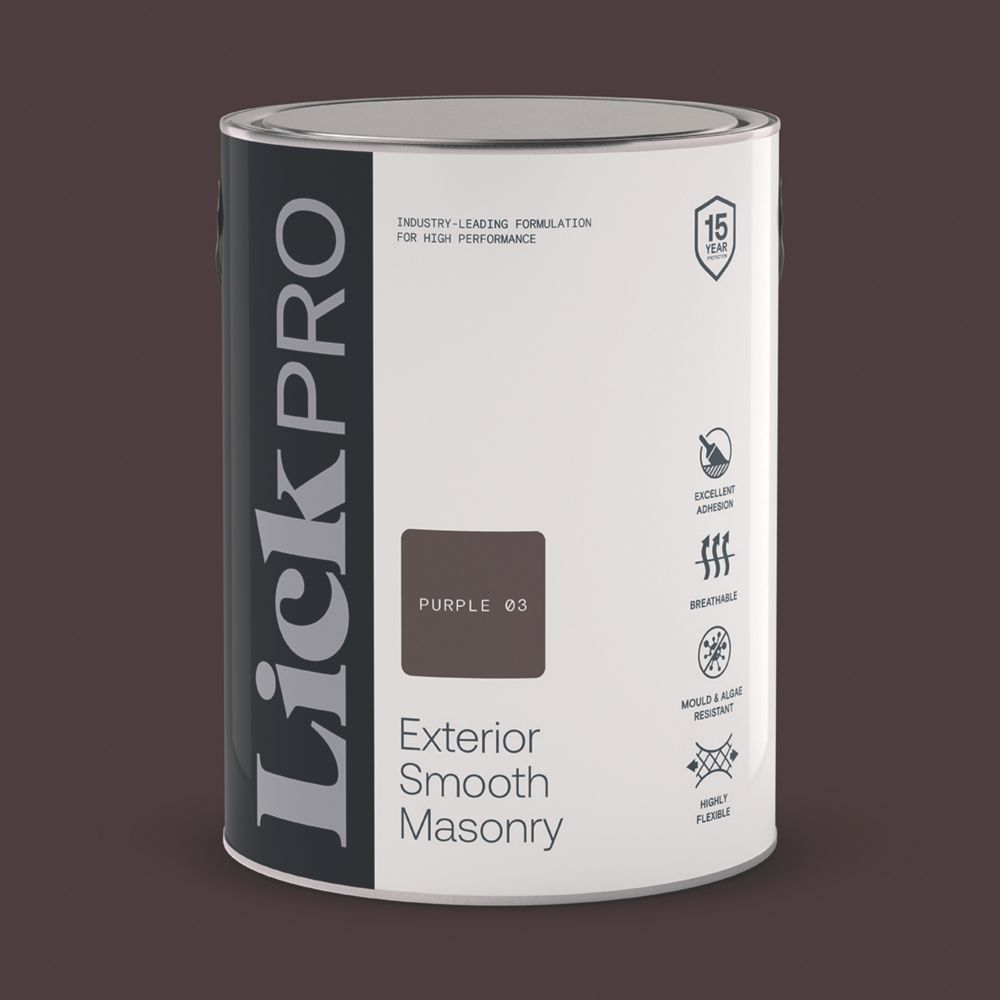LickPro 5Ltr Smooth Purple 03 Masonry Paint - Screwfix