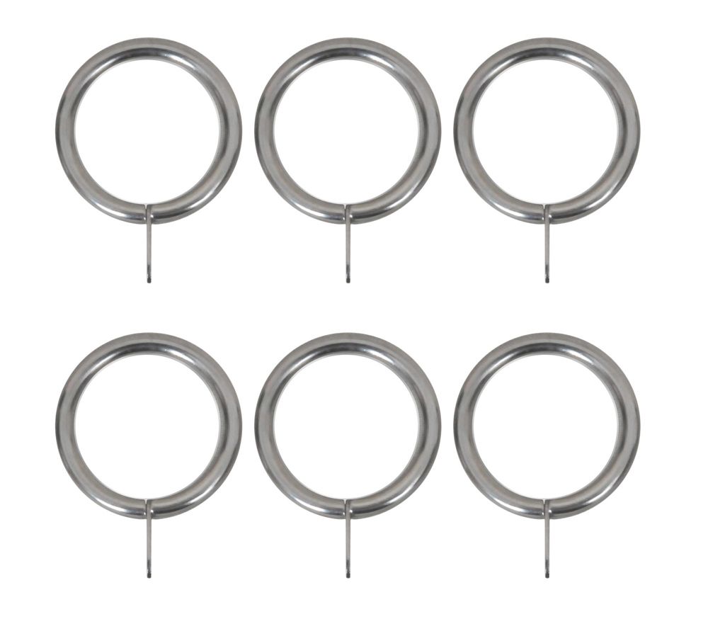 Renaissance Brushed Nickel Metal Curtain Rings 28mm 8 Pack - Screwfix