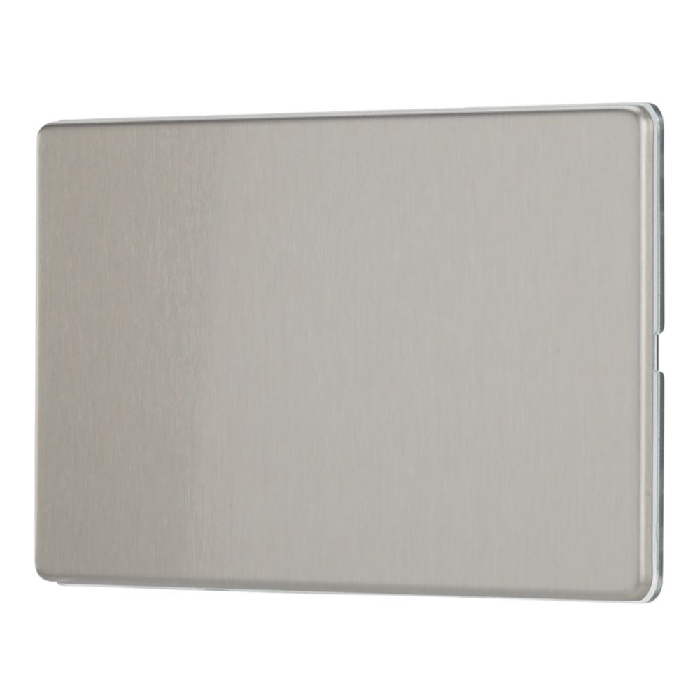 Contactum Lyric 2-Gang Blanking Plate Brushed Steel - Screwfix