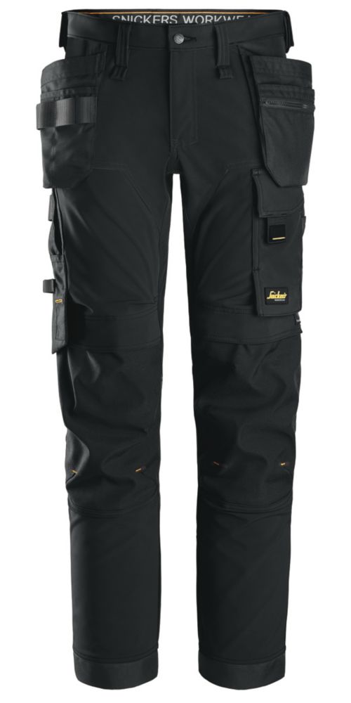 Snickers 6275 Shell Stretch Trousers Black 36" W 30" L - Screwfix