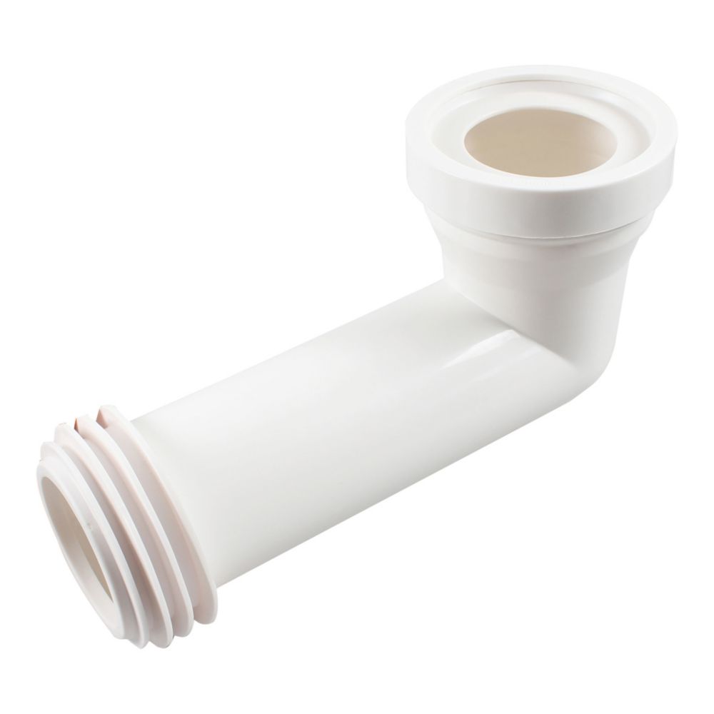 Flomasta Rigid 90° Angled Pan Connector White 340mm - Screwfix
