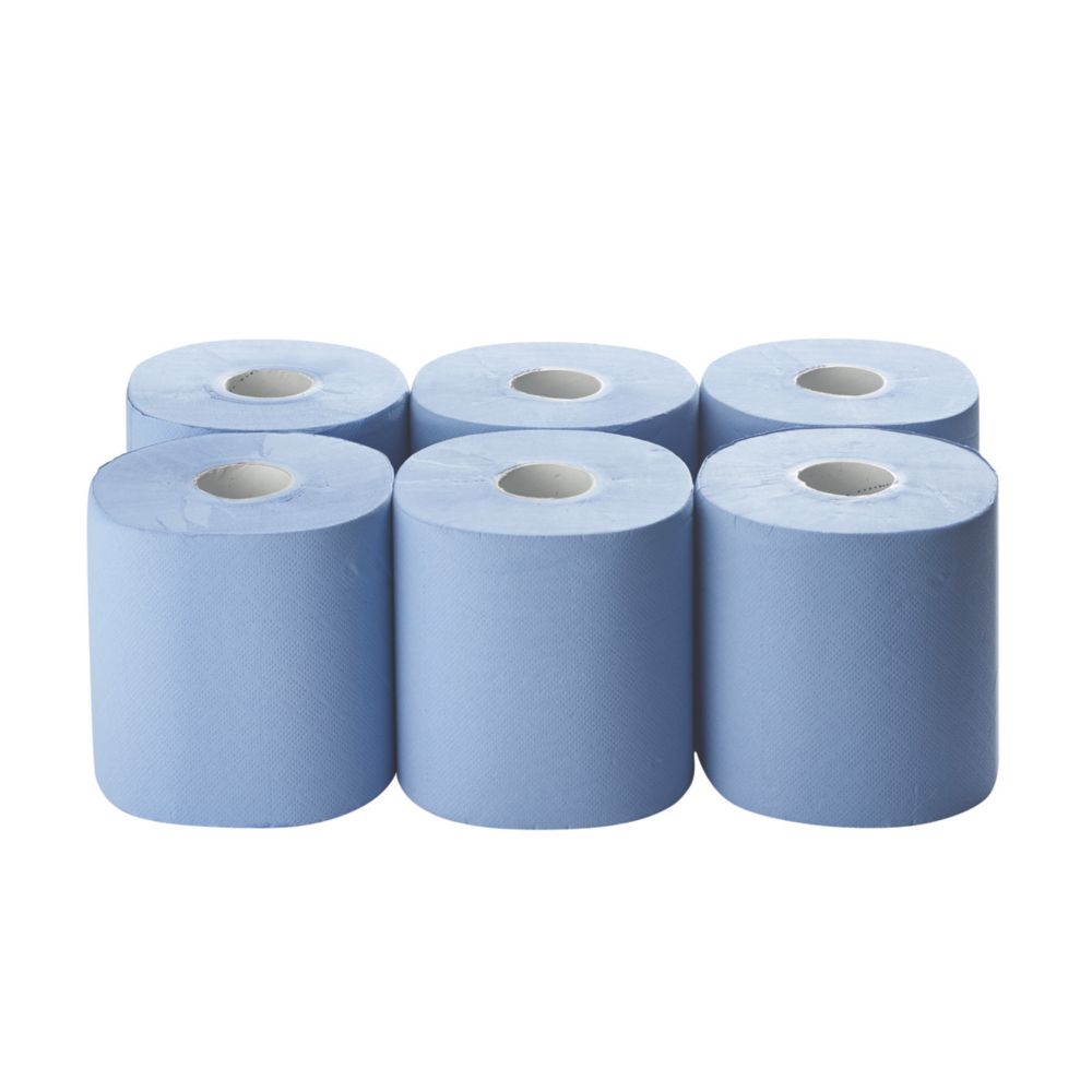 Essentials Paper Rolls Blue 2-Ply 185mm x 135m 6 Pack - Screwfix