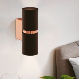 Eglo Passa LED Up/Down Wall Light Brown 3W 250lm - Screwfix