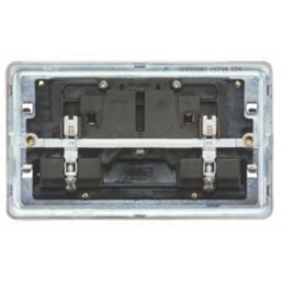 Knightsbridge 13A 2-Gang DP Switched Double Socket Brushed Chrome with ...