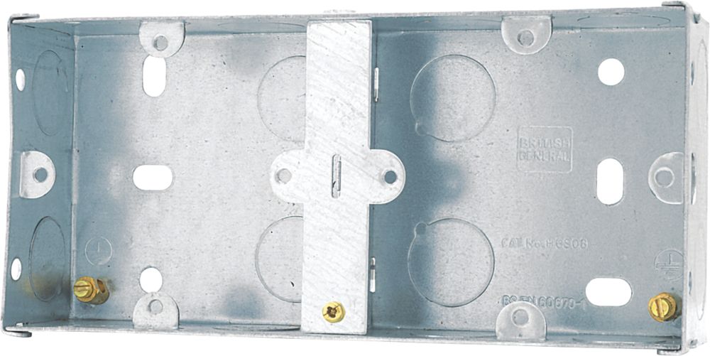 British General 1 + 1-Gang Galvanised Steel Back Box 35mm - Screwfix
