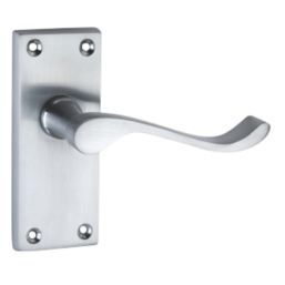 Smith & Locke Fire Rated Latch Door Handles Pair Satin Chrome - Screwfix