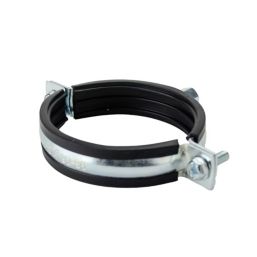 Tesla 81-86mm Rubber Lined Pipe Clips Black/Zinc-Plated 2 Pack - Screwfix
