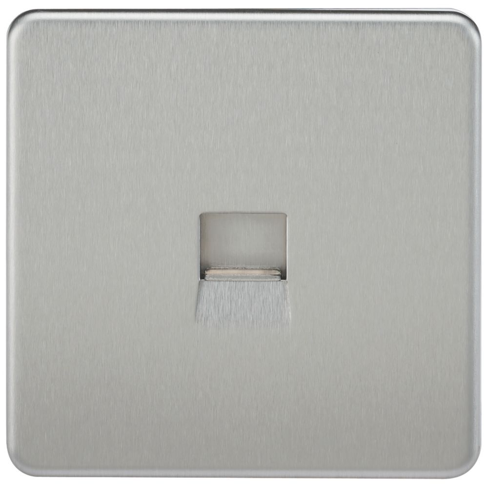 Knightsbridge 1-Gang Master Telephone Socket Brushed Chrome - Screwfix