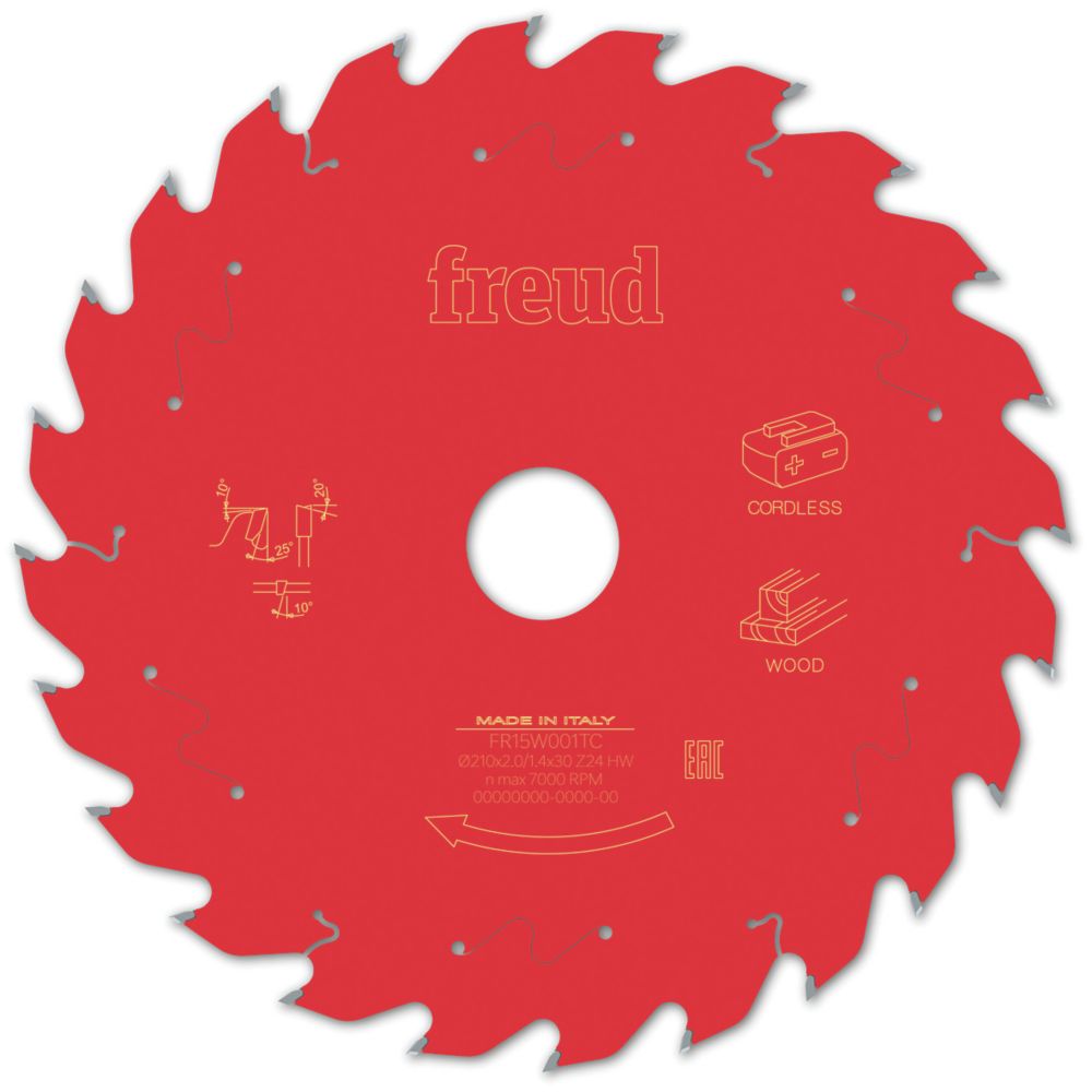 Freud F03FS10068 Wood/Chipboard/MDF Circular Saw Blade 210mm x 30mm 24T ...
