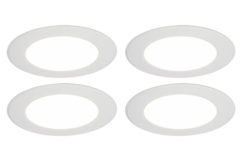 4lite Fixed LED Slim Downlights White 4W 390lm 4 Pack - Screwfix