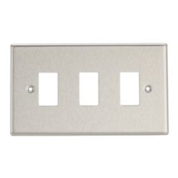 Contactum iConic 3-Module Grid Faceplate Brushed Steel - Screwfix