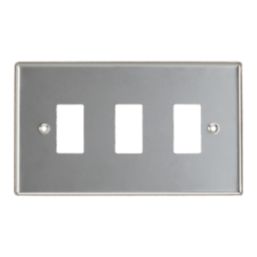 Contactum iConic 3-Module Grid Faceplate Brushed Steel - Screwfix