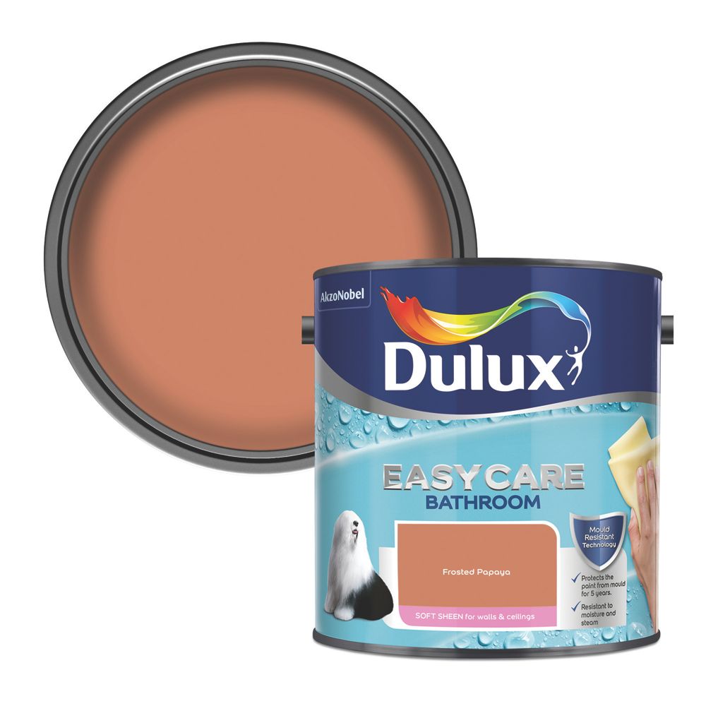 Dulux Easycare 2.5Ltr Frosted Papaya Soft Sheen Emulsion Bathroom Paint ...