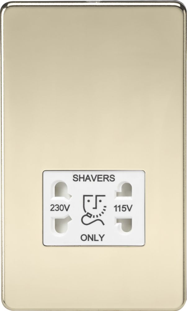 Knightsbridge 2-Gang Dual Voltage Shaver Socket 115 V / 230V Polished ...