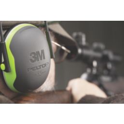 3M Peltor X4A Ear Defenders Black / Green 33dB SNR - Screwfix