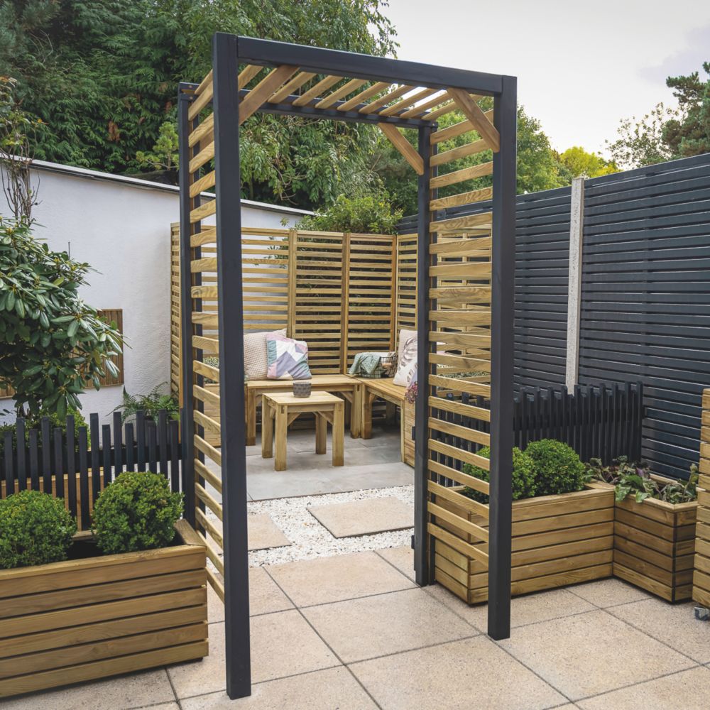 Forest Slatted 3' 6" x 7' (Nominal) Timber Arch - Screwfix