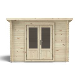 Forest Harwood 10' x 6' 6" (Nominal) Pent Timber Log Cabin - Screwfix