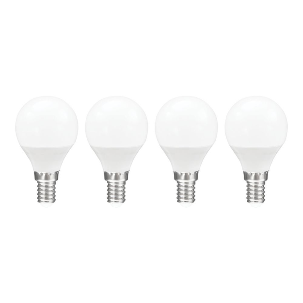 Essentials E14 Mini Globe LED Light Bulb 470lm 40W 4 Pack - Screwfix