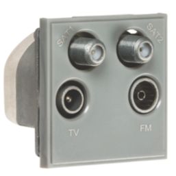 Knightsbridge Quadruplex Modular Multimedia Socket Grey - Screwfix