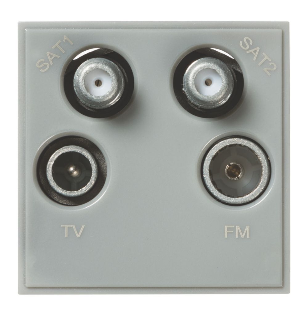 Knightsbridge Quadruplex Modular Multimedia Socket Grey - Screwfix