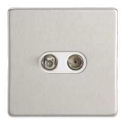 Contactum Lyric 2-Gang Coaxial TV & F-Type Satellite Socket Brushed ...