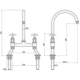 ETAL Alton Deck Mounted Cross Head Bridge Mixer Pewter - Screwfix