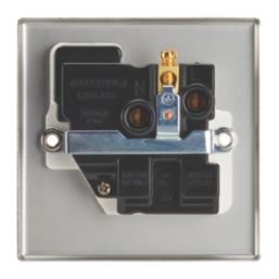 Contactum Iconic 13A 1-Gang DP Switched Socket Outlet Brushed Steel ...