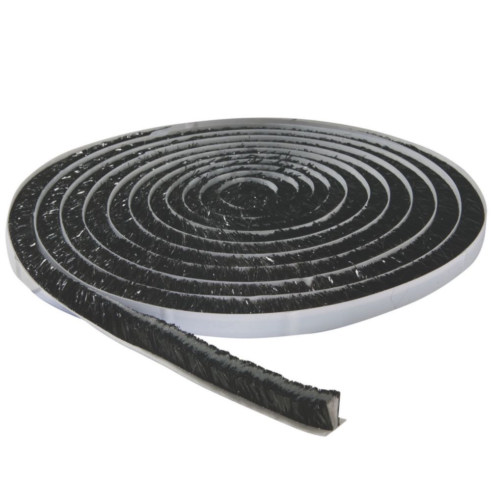 Stormguard Brush Pile Extra Thick Weatherstrip Black/Grey 7m - Screwfix