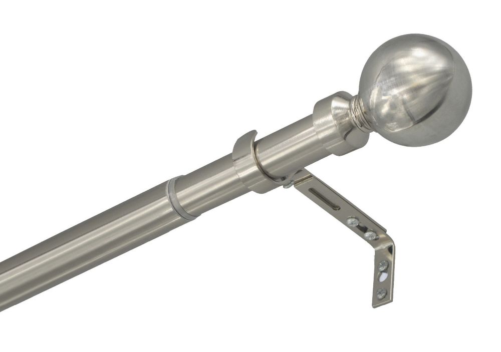 Renaissance Brushed Nickel Curtain Pole 28/25mm x 180-340cm - Screwfix