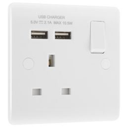 LAP 13A 1-Gang SP Switched Socket + 2.1A 10.5W 2-Outlet Type A USB ...