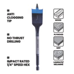 Spyder Stinger Hex Shank Flat Wood Spade Bit Set 8 Pieces - Screwfix