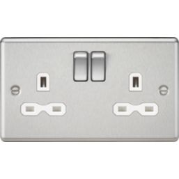Knightsbridge 13A 2-Gang DP Switched Double Socket Brushed Chrome with ...