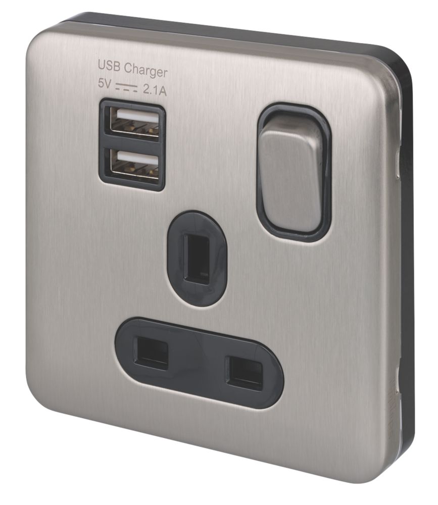 Steel USB Plug Sockets | Switches & Sockets | Screwfix.com