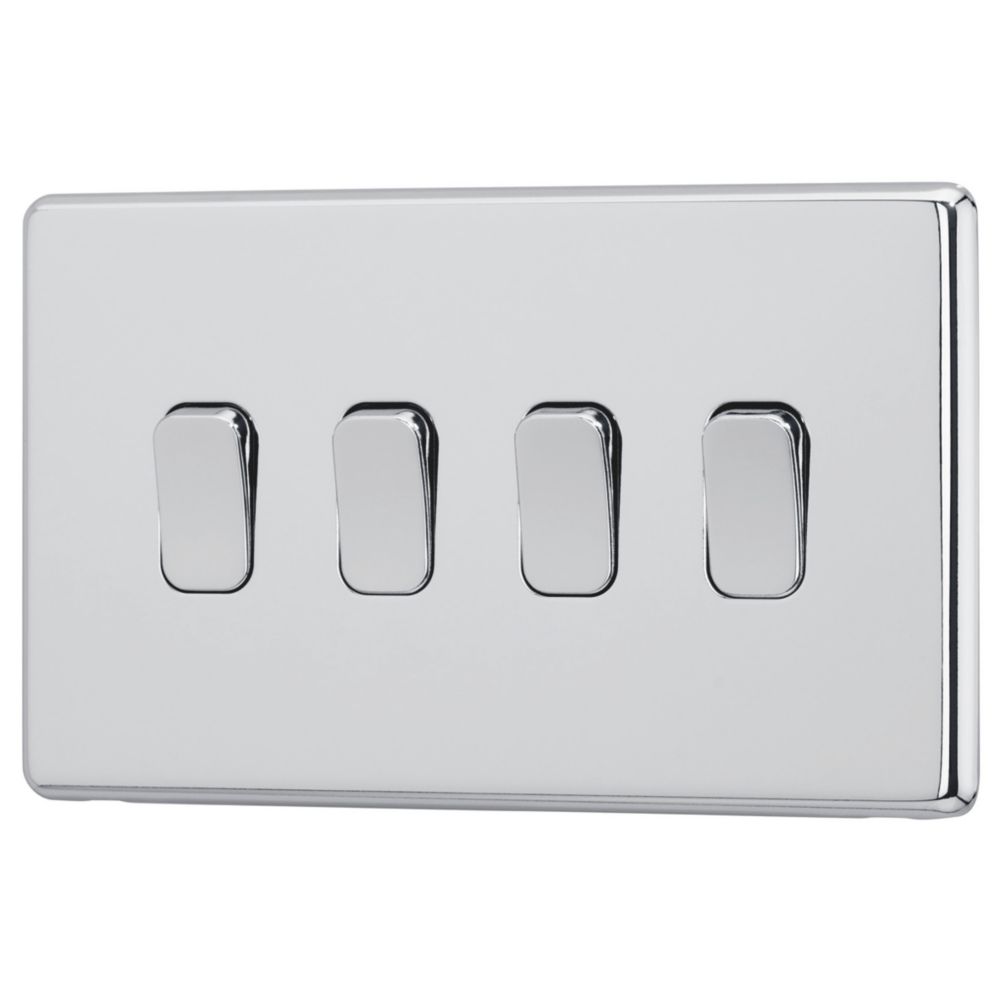 Arlec 10A 4-Gang 2-Way Light Switch Polished Chrome - Screwfix