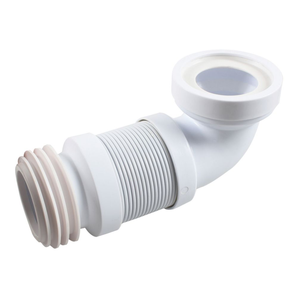 Flomasta Flexible 90° Angled Pan Connector White 220 - 400mm - Screwfix