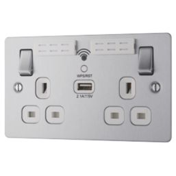LAP 13A 2-Gang SP Switched Wi-Fi Extender Socket + 2.1A 10.5W 1-Outlet ...