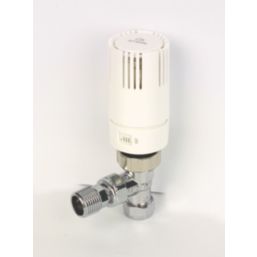 Myson TRV215AC 15mm x 1/2" Chrome/White Angled Standard Thermostatic ...