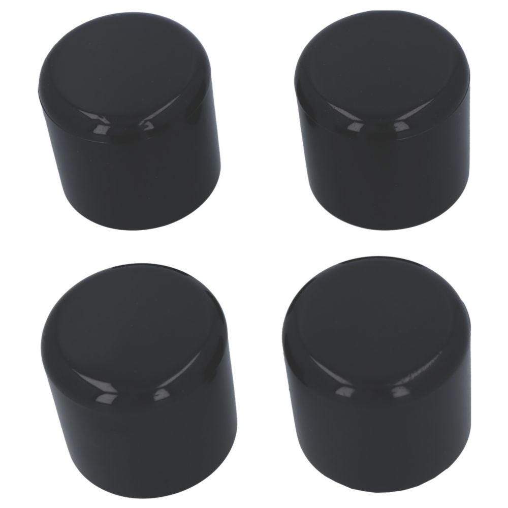 Fix-O-Moll Black Tube Caps 25mm x 25mm 4 Pack - Screwfix