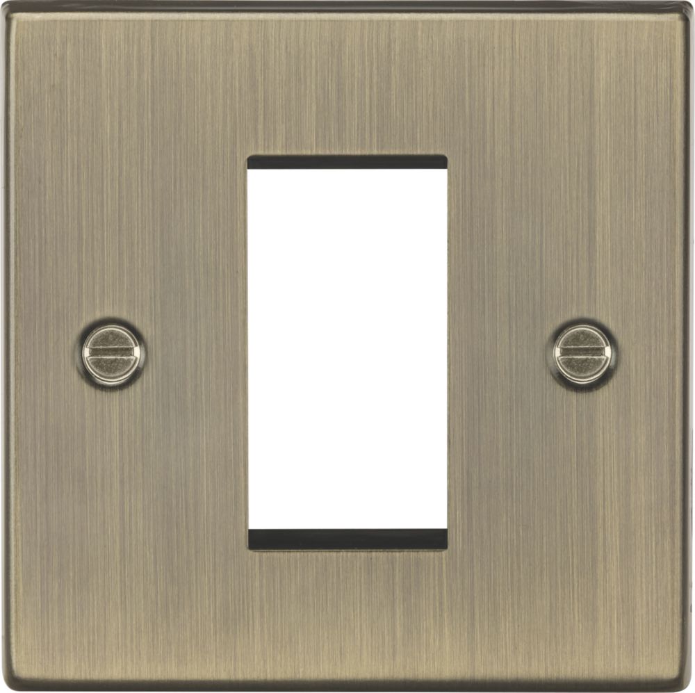 Knightsbridge Raised Square 1-Module Modular Faceplate Antique Brass ...