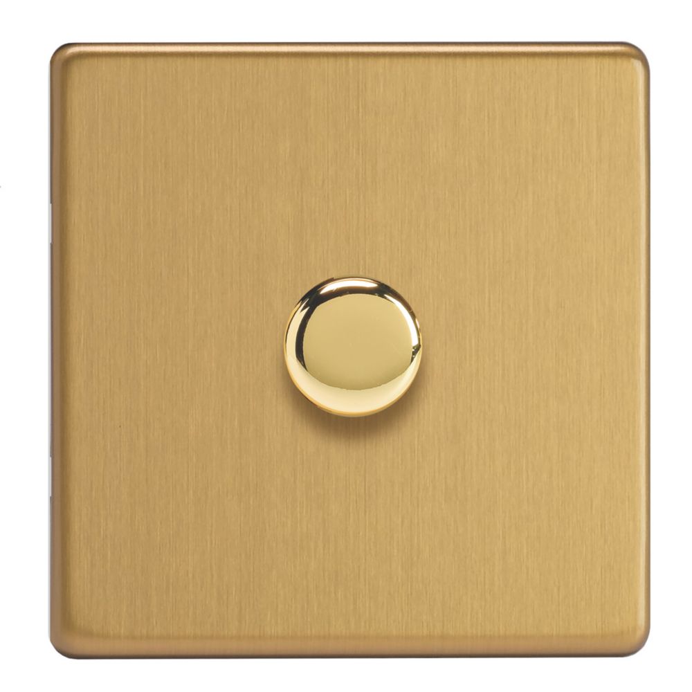 Varilight 1-Gang Slave Multi-Way LED Dimmer Switch Brushed Brass with ...