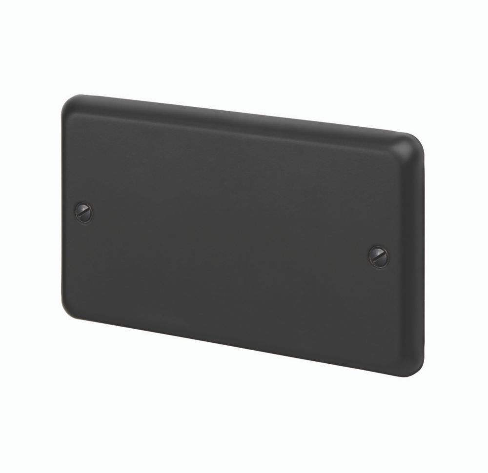 MK Contoura 2-Gang Blanking Plate Black - Screwfix