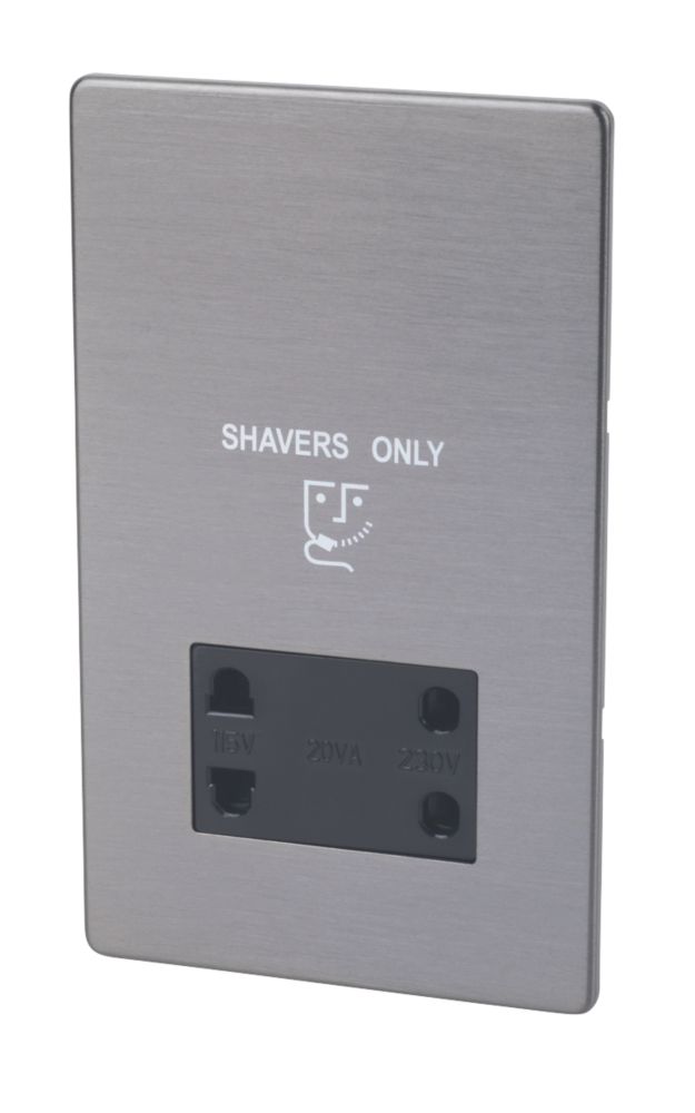 LAP 2-Gang Dual Voltage Shaver Socket 115 / 230V Slate-Effect with ...