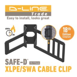 D-Line Safe-D Fire Rated Cable Clips 10-17mm² Black 20 Pack - Screwfix
