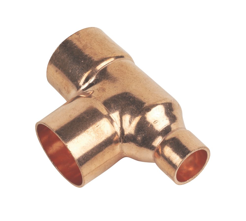 Flomasta Copper End Feed Reducing Tee 28mm x 15mm x 28mm - Screwfix