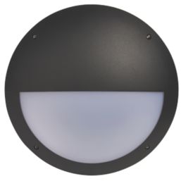 LAP Outdoor Round LED Bulkhead Matt Black 12W 1000lm - Screwfix
