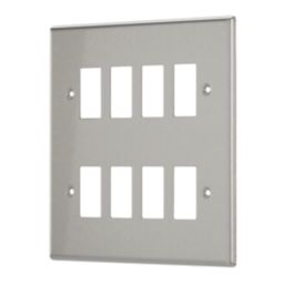 Contactum iConic 8-Module Grid Faceplate Brushed Steel - Screwfix